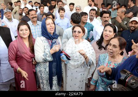 Tehreek-e-Insaf (PTI) Opposition members of Punjab Assembly are holding ...