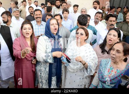 Tehreek-e-Insaf (PTI) Opposition members of Punjab Assembly are holding ...
