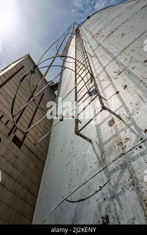 Ladder on Side of Grain Elevator Stock Photo - Alamy