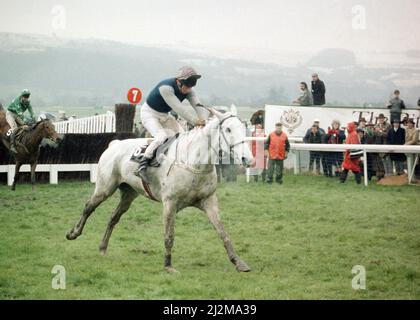 Desert Orchid, ridden by Simon Sherwood, winning the King George VI ...