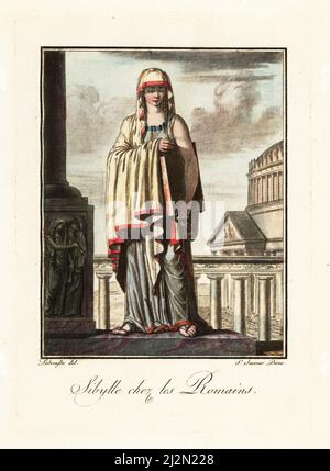 Sibyl, an oracle or prophetess, ancient Rome. In palla or shawl and ...