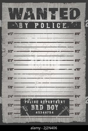 Mugshot lineup. Prison photo booking backdrop template with height ...