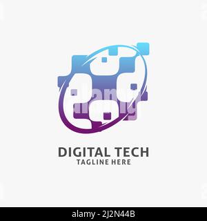 Digital tech logo design inspiration Stock Vector Image & Art - Alamy
