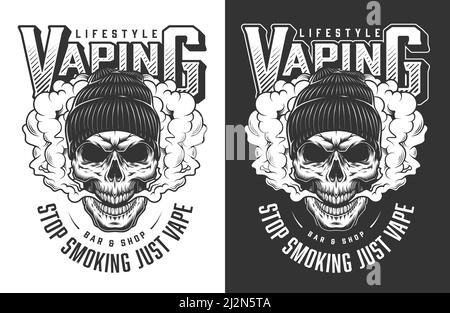 Vaping apparel design with skull. Vector illustration Stock Vector ...