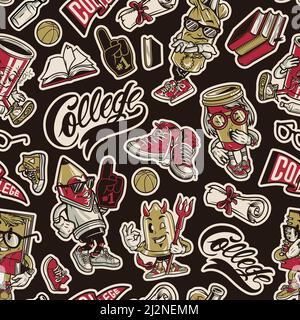 school elements funny characters vector illustration design Stock ...