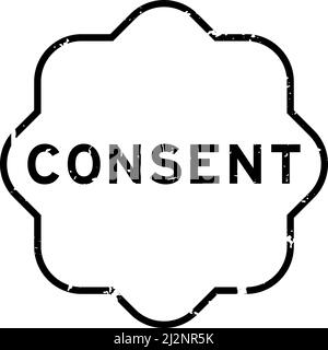 Grunge black consent word rubber seal stamp on white background Stock ...