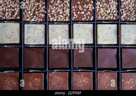 Selection of chocolate in a row Stock Photo - Alamy