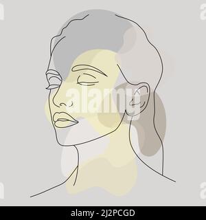 Abstract female portrait in linear style. Illustration for design ...