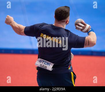 Andrei Rares Toader ROU competing in the men’s shot put on Day Two of ...