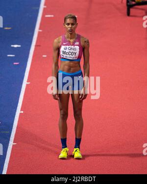Rachel McCoy of the USA competing in the women’s high jump heats at the ...
