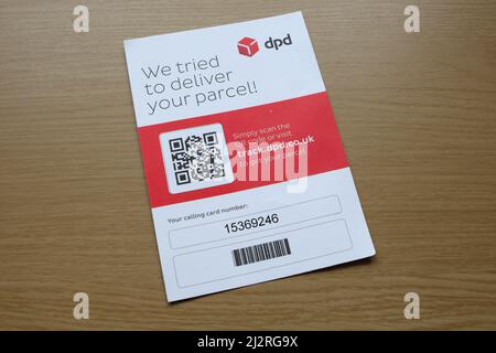 DPD we tried to deliver your parcel card Stock Photo - Alamy