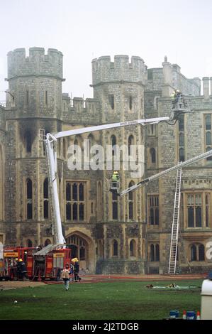 Windsor Castle, the day after the fire in the Brunswick Tower. 21st ...