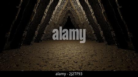 Empty Grunge Basement Underground Hall Light Blue Banner Background ...