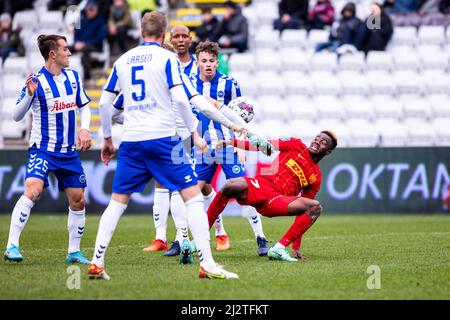 Odense, Denmark. 03rd Apr, 2022. Benjamin Nygren (9) of FC ...
