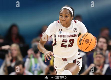 South Carolina guard Bree Hall, right, drives against Tennessee guard ...