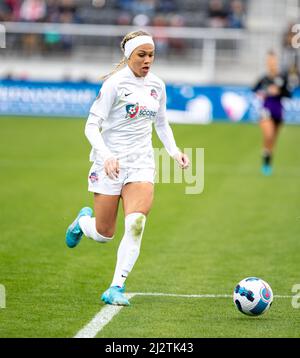 Washington Spirit forward Trinity Rodman kicks the ball during an NWSL ...