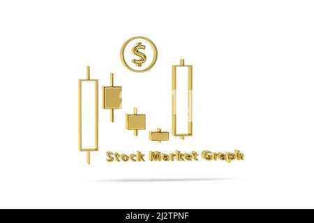 Golden 3d candlestick chart icon isolated on white background - 3d ...