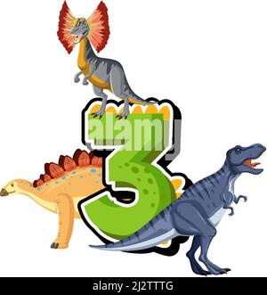 Eight dinosaurs with number eight cartoon illustration Stock Vector ...