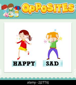 Opposite words for happy and sad illustration Stock Vector Image & Art ...