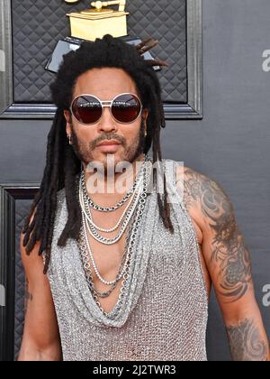 Lenny Kravitz arrives at the 64th Annual Grammy Awards at the MGM Grand ...