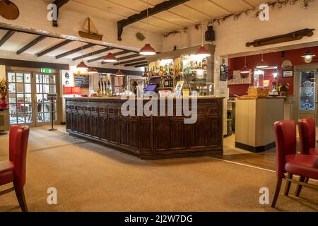 Inside by the Bar area of the Wayford Bridge Inn, a hotel on the A149 ...
