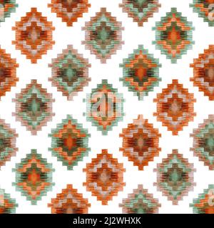 Seamless Multicolour textured African Rug Pattern white Background ...