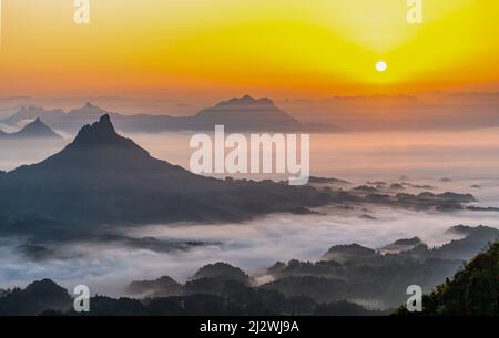 CHONGQING, CHINA - APRIL 3, 2022 - Photo show a rural morning covered ...