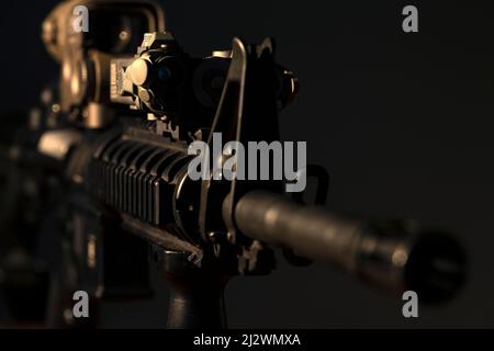 m4 rifle with optical sight and laser device on white background Stock ...