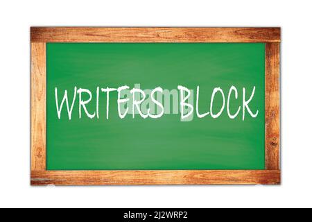 WRITERS BLOCK text written on black wooden frame school blackboard ...