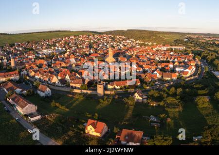 Panoramic Aerial view of the Village of Worth and the Lydden Valley ...