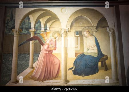 The Annunciation - A famous fresco by Fra Angelico in the Convent of S ...