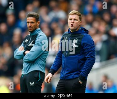 Eddie Howe manager of Newcastle United applauds the fans after the game ...