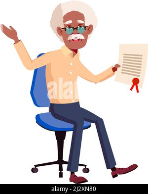 Old man holding trophy, illustration, vector on white background Stock ...