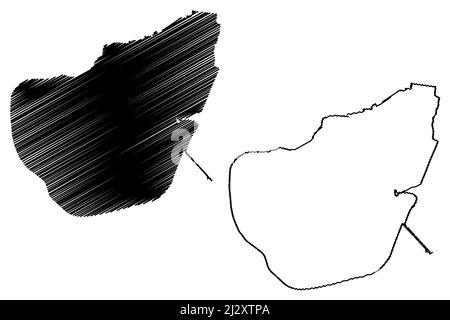 Pellworm island (Federal Republic of Germany) map vector illustration ...