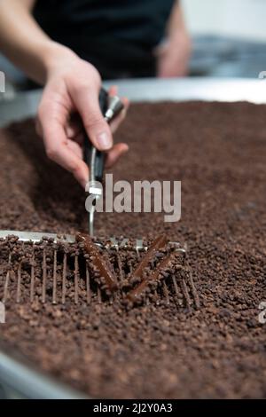 Chocolate in the Chocolaterie Lionneton, chocolate factory in south ...
