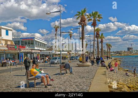 Paphos harbour seafront promenade in Cyprus Stock Photo - Alamy