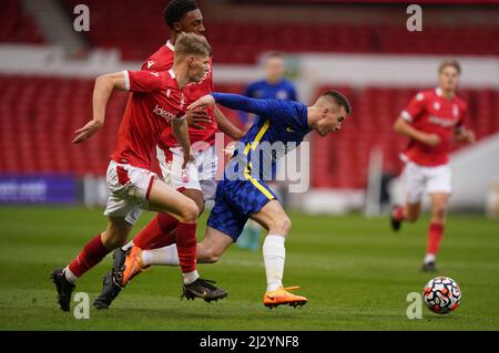 Nottingham Forest's Pharrell Johnson, Kyle McAdam and Chelsea's Ronnie ...