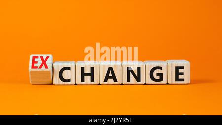 Change or exchange symbol. Turned wooden cubes and changed the concept ...