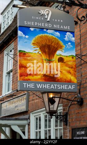 Traditional Hanging pub sign at The Wheatsheaf - a Shepherd Neame ...