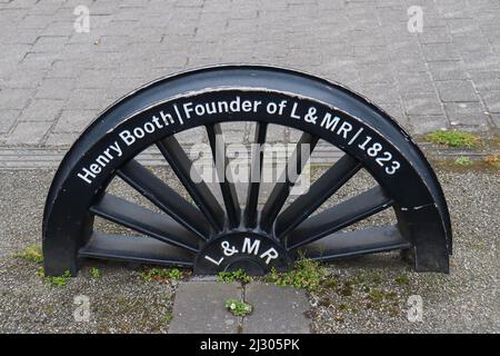 Train memorials for pioneering railway businessmen Stock Photo - Alamy