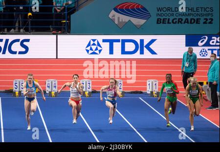 Ewa Swoboda and Marybeth Sant-Price competing in the women’s 60m heats ...