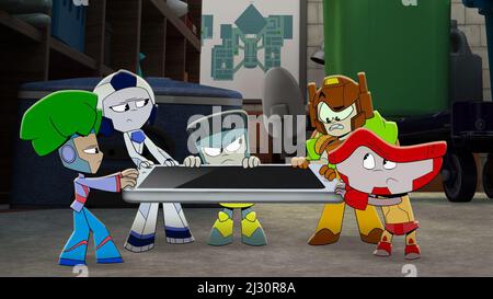 TRANSFORMERS: BOTBOTS, from left: Clogstopper, Bonz-Eye, Dimlit, Kikmee ...