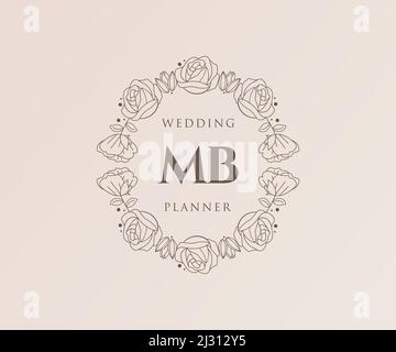 MB Initials letter Wedding monogram logos collection, hand drawn modern ...