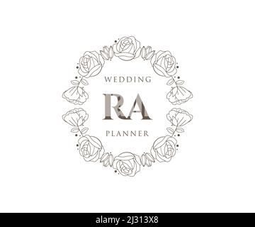 RA Initials letter Wedding monogram logos template, hand drawn modern ...