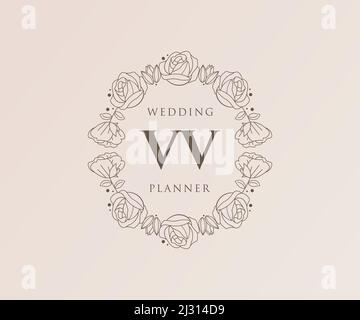 VV Initials letter Wedding monogram logos template, hand drawn modern ...