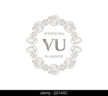 VU Initials letter Wedding monogram logos template, hand drawn modern ...