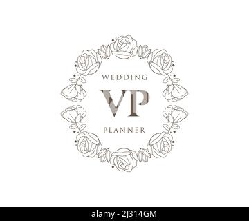 VP Initials letter Wedding monogram logos template, hand drawn modern ...