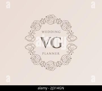 VG letter Wedding monogram logos template, hand drawn modern ...