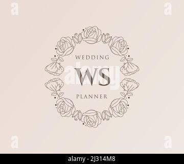 WS Initials letter Wedding monogram logos collection, hand drawn modern ...
