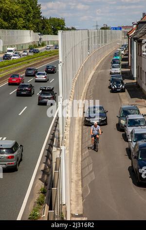 German Autobahn, noise barrier walls and roofing, enclosure, trucks ...